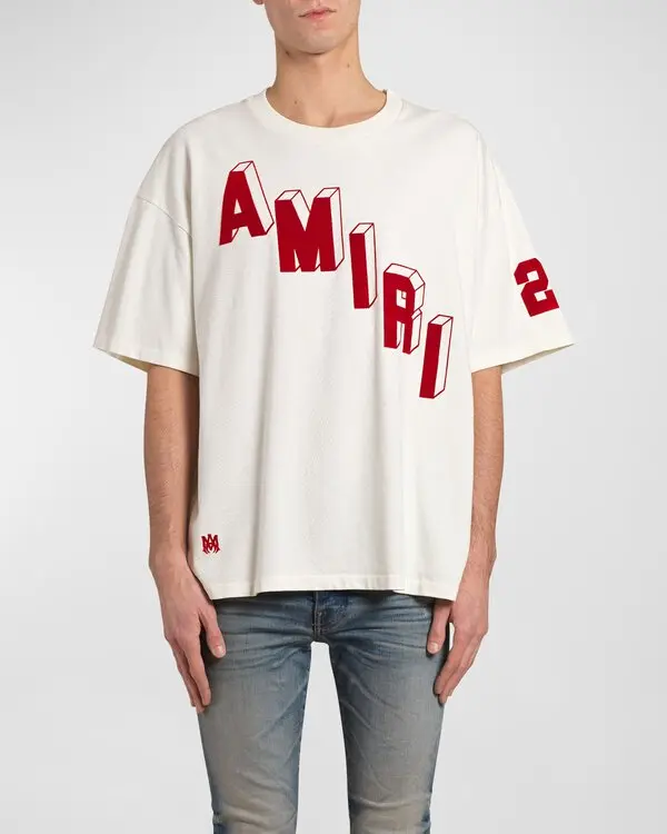 Amiri Logo Flocked Hockey Skater T-Shirt - Vanilla Ic
